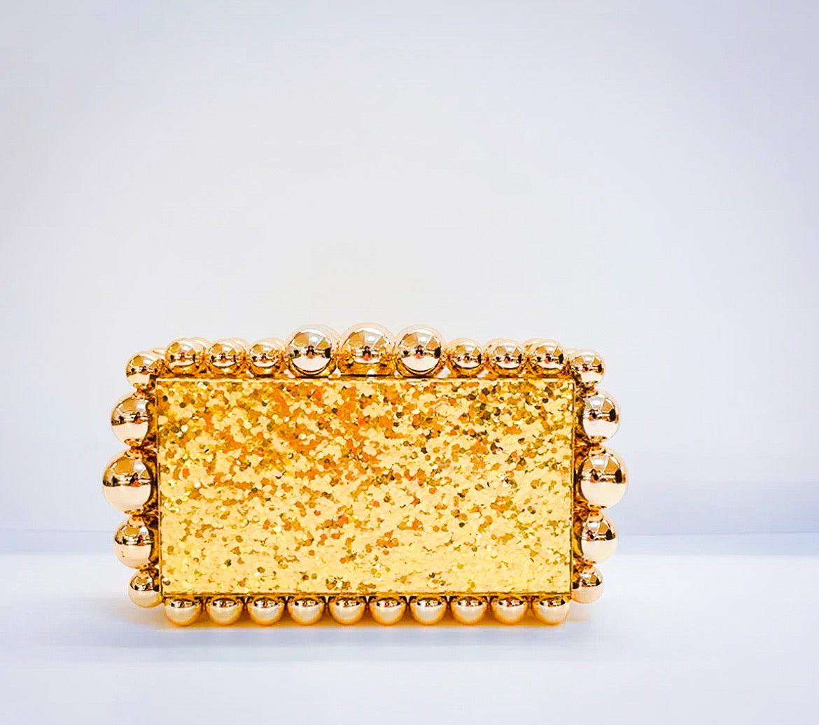 Yendi Gold Clutch - Yendi leopard Clutch, beaded details all around ...