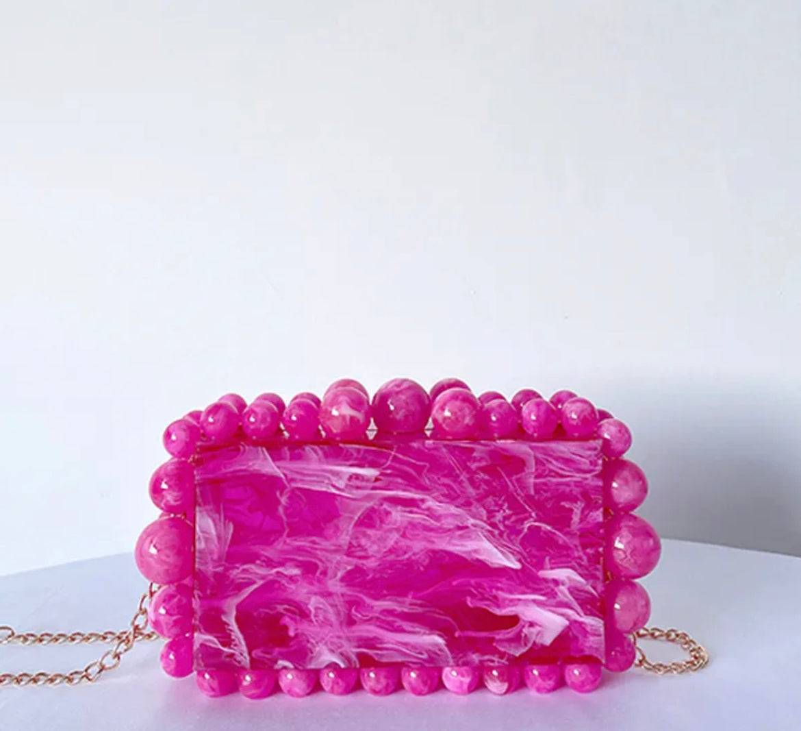 Yendi Rose Pink Clutch-Yendi leopard beaded details all around – Tamra ...